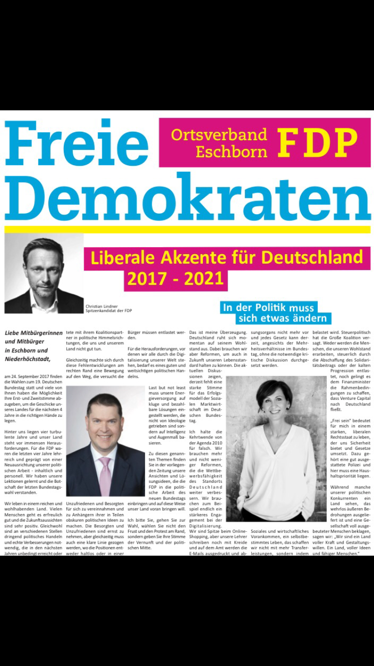Liberale Akzente für Deutschland 2017 - 2021 | FDP Eschborn